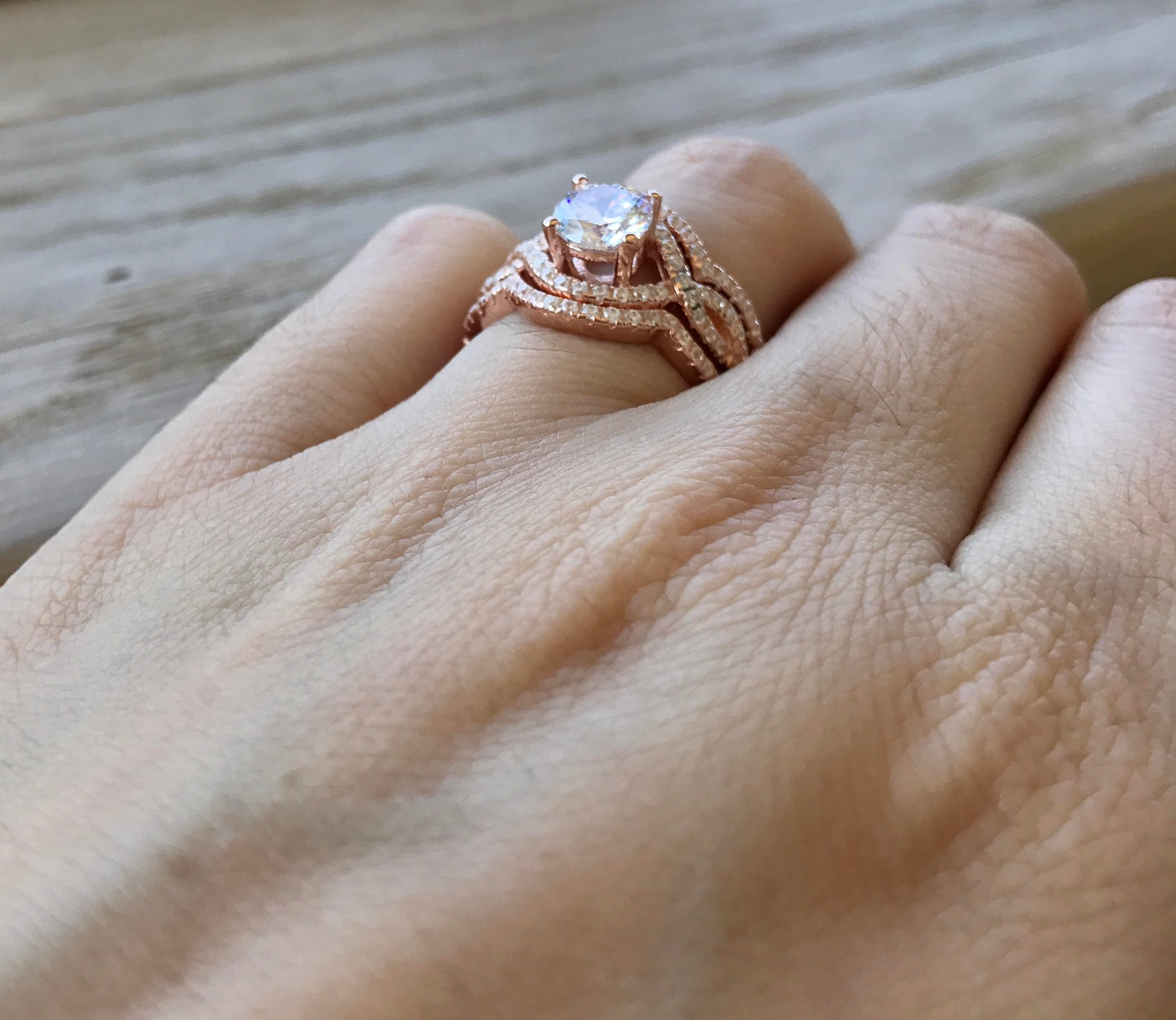 Infinity Twist Engagement Ring Set Rose Gold Engagement Ring | Etsy