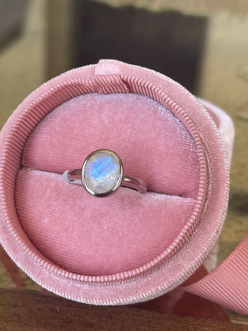 Oval Genuine Moonstone Ring Bezel Natural Moonstone Stackable - Etsy