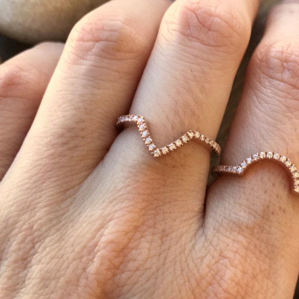 Gold Chevron Wedding Band - Etsy