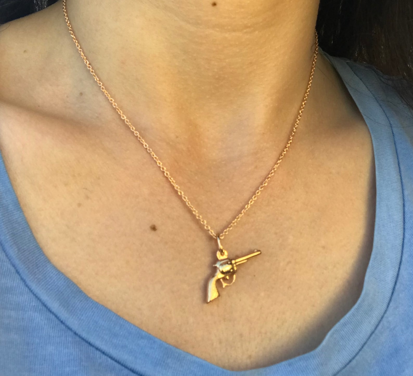 Gold Gun Necklace Gun Necklace Rifle Necklace Revolver Necklace Gold ...