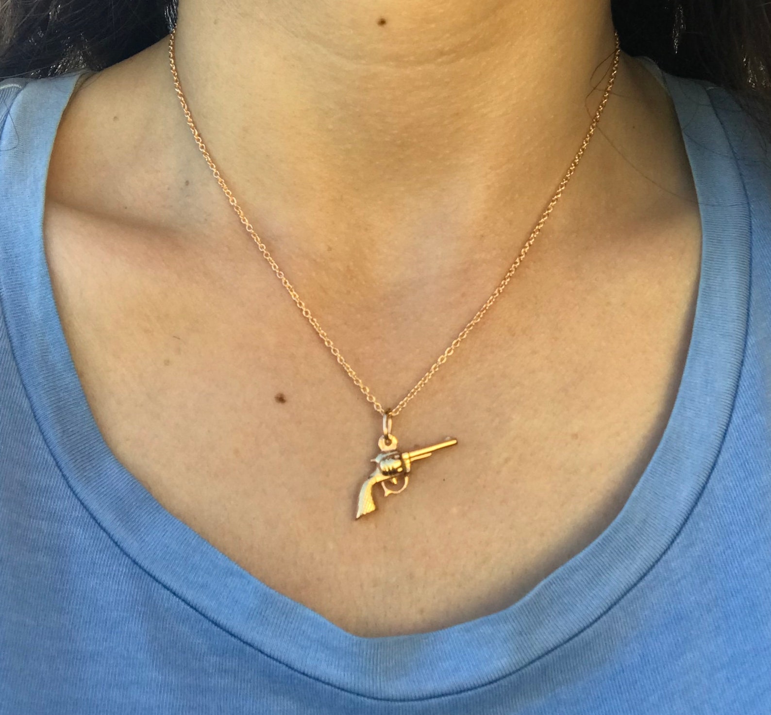 Gold Gun Necklace Gun Necklace Rifle Necklace Revolver Necklace Gold ...