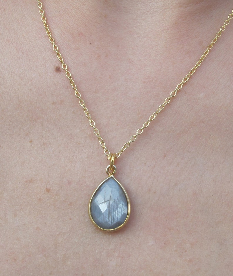 Raw Gray Sapphire Simple Bezel Necklace Gray Rough Pear Shape - Etsy