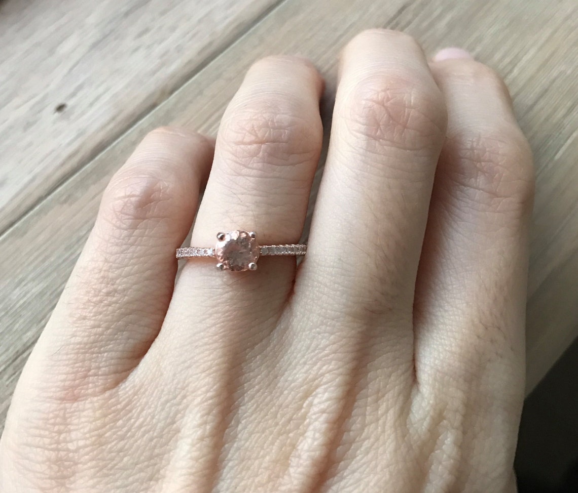 Morganite Engagement Ring- Classic Morganite Promise Ring- Rose Gold ...