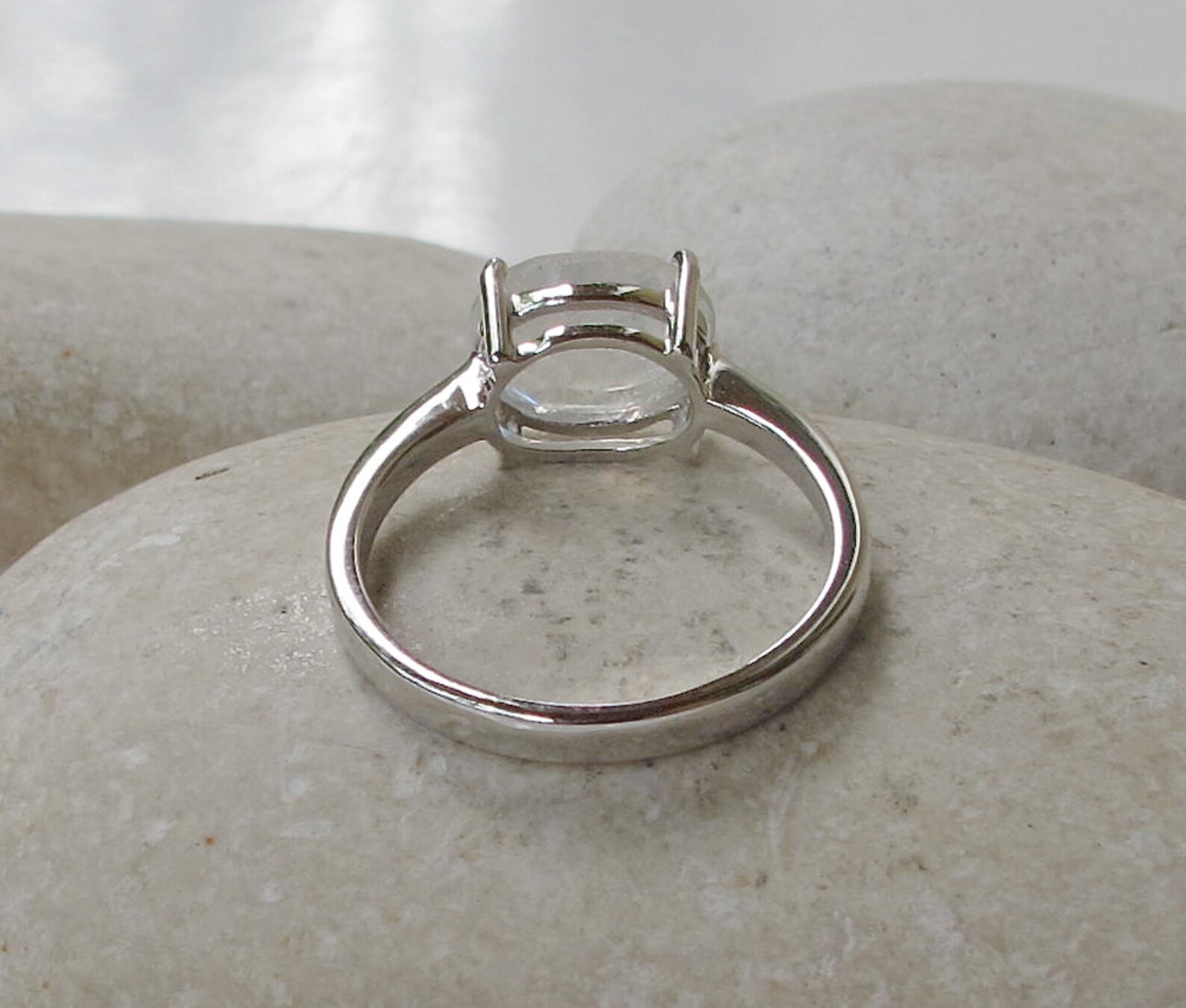 Oval Moonstone Prong Ring- Rainbow Moonstone Solitaire Ring- June ...