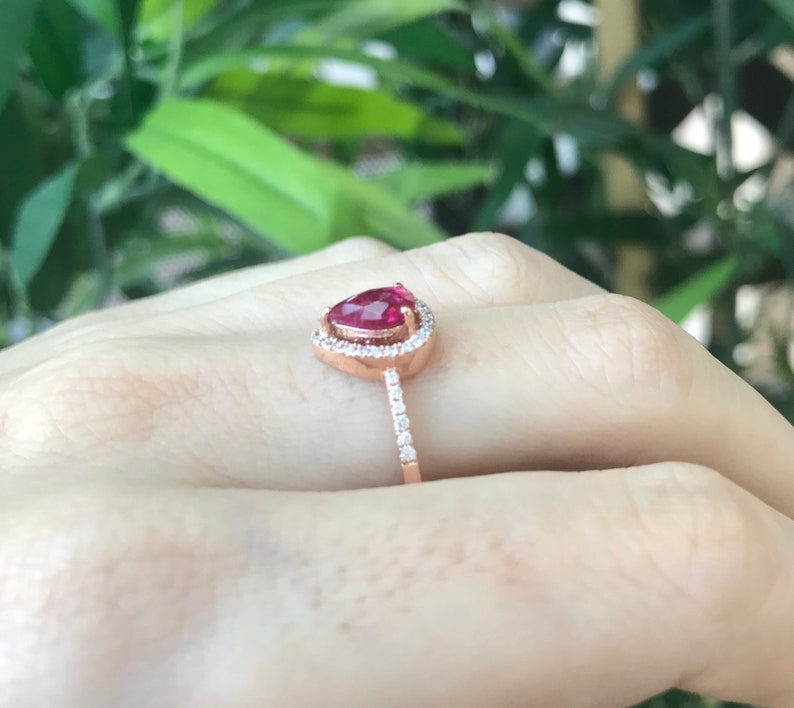 0.88ct Genuine Ruby Engagement Ring Rose Gold Natural Ruby - Etsy