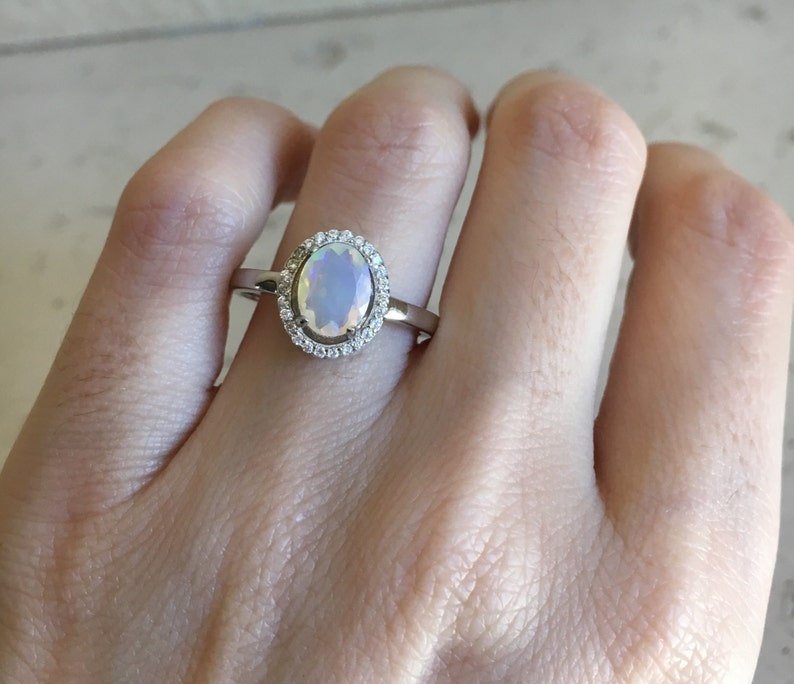 Oval Shape Opal Engagement Ring Fire Opal Promise Ring - Etsy