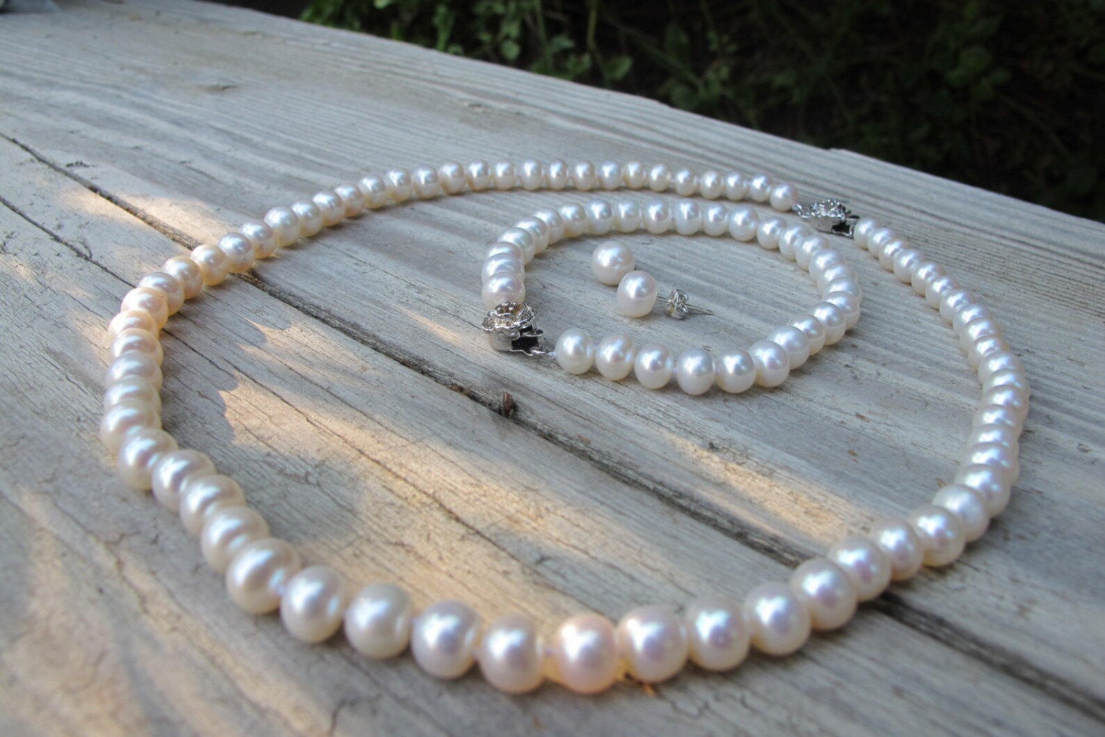 Genuine Pearl Jewelry Set Freshwater Pearl Jewelry Earring Bracelet ...