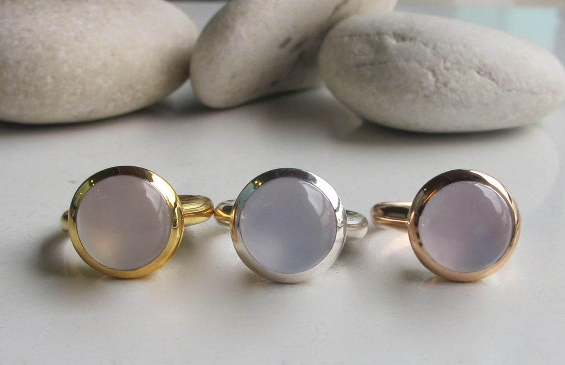 Rose Gold Boho Ring Large Round Ring Classic Blue Promise - Etsy