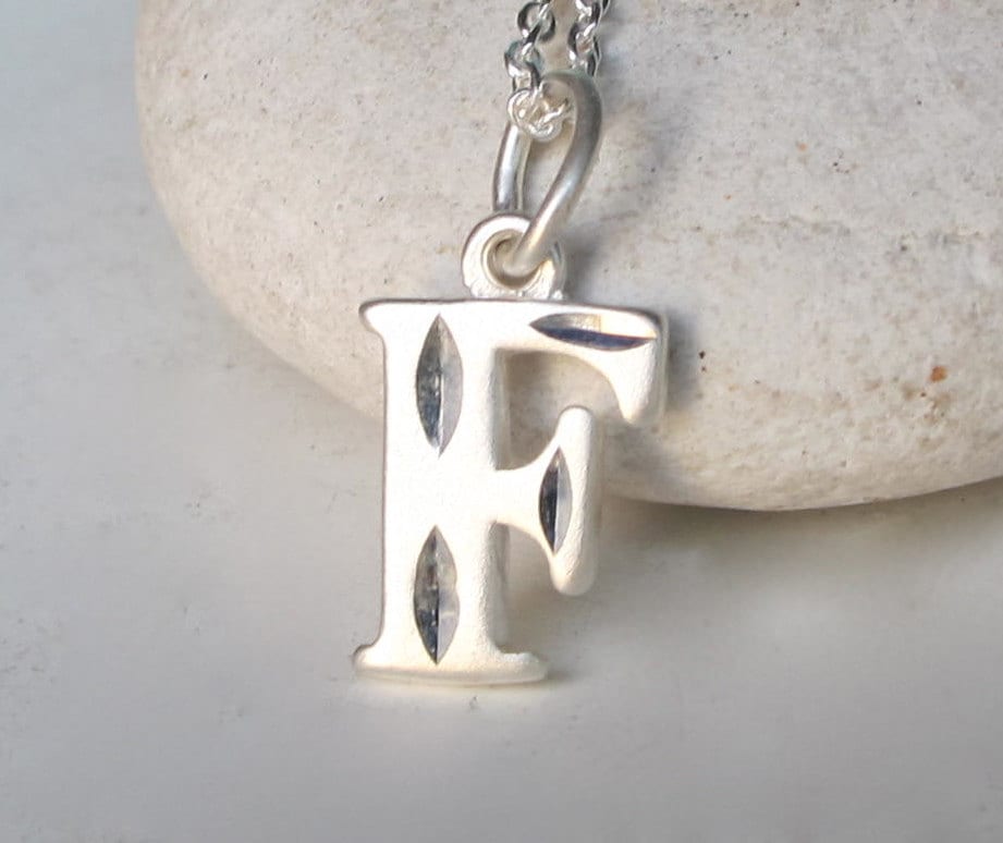 Initial F Necklace Charm Necklace Silver Initial Necklace - Etsy