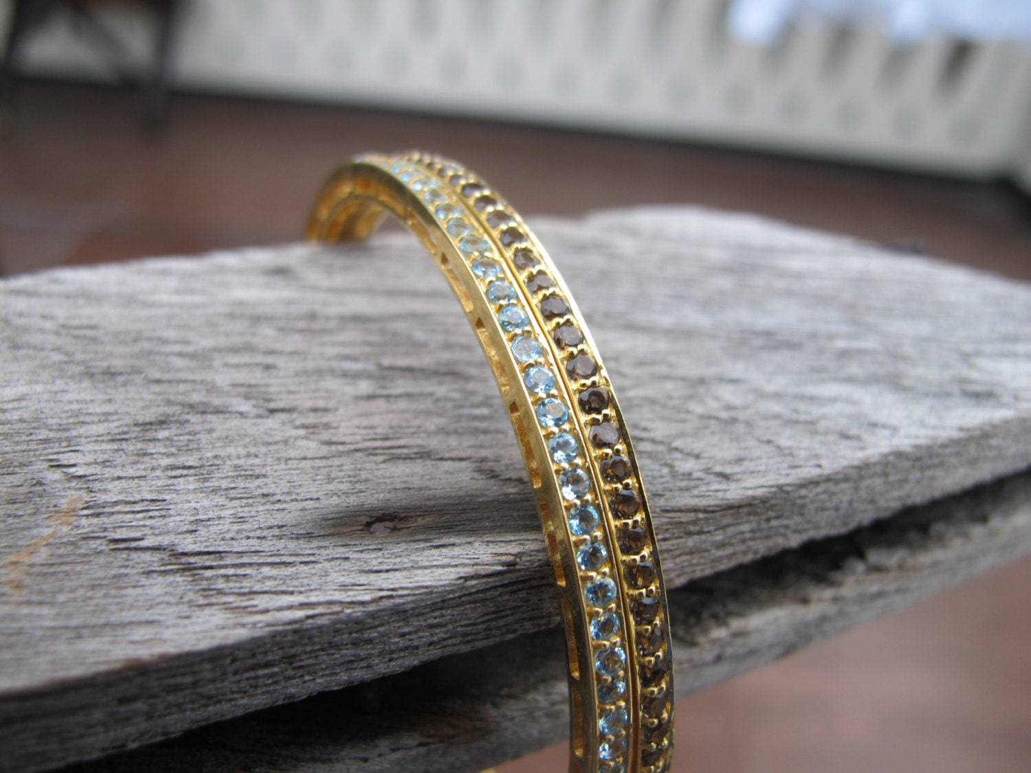 Blue Topaz Bangle Gold Bracelet Bangle December Birthstone | Etsy