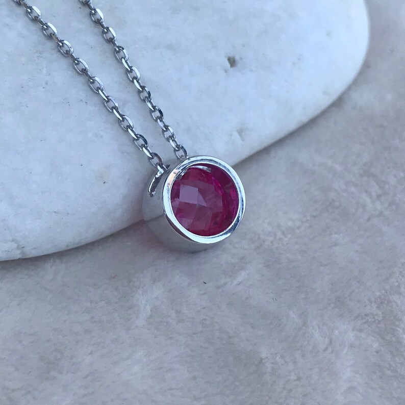 Fuchsia Pink Quartz Round Sterling Silver Slider Necklace Hot - Etsy
