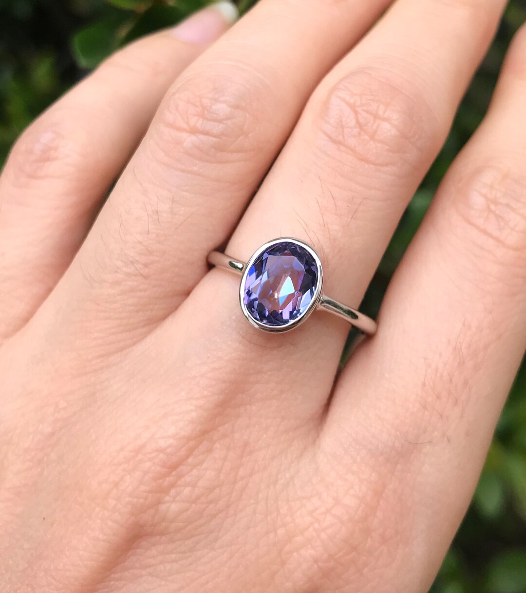 Oval Mystic Topaz Ring- Stackable Blue Purple Topaz Ring- Neptune ...