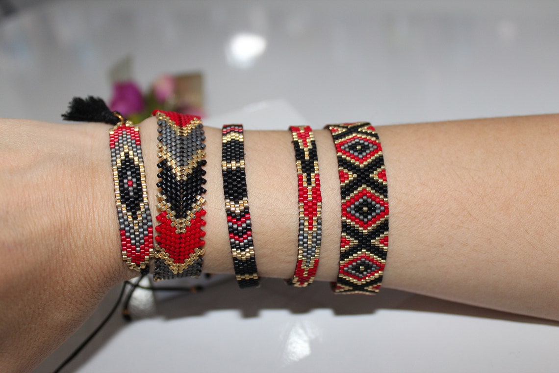 Miyuki Bead Bracelet Geometric Beaded Bracelet Miyuki - Etsy Denmark