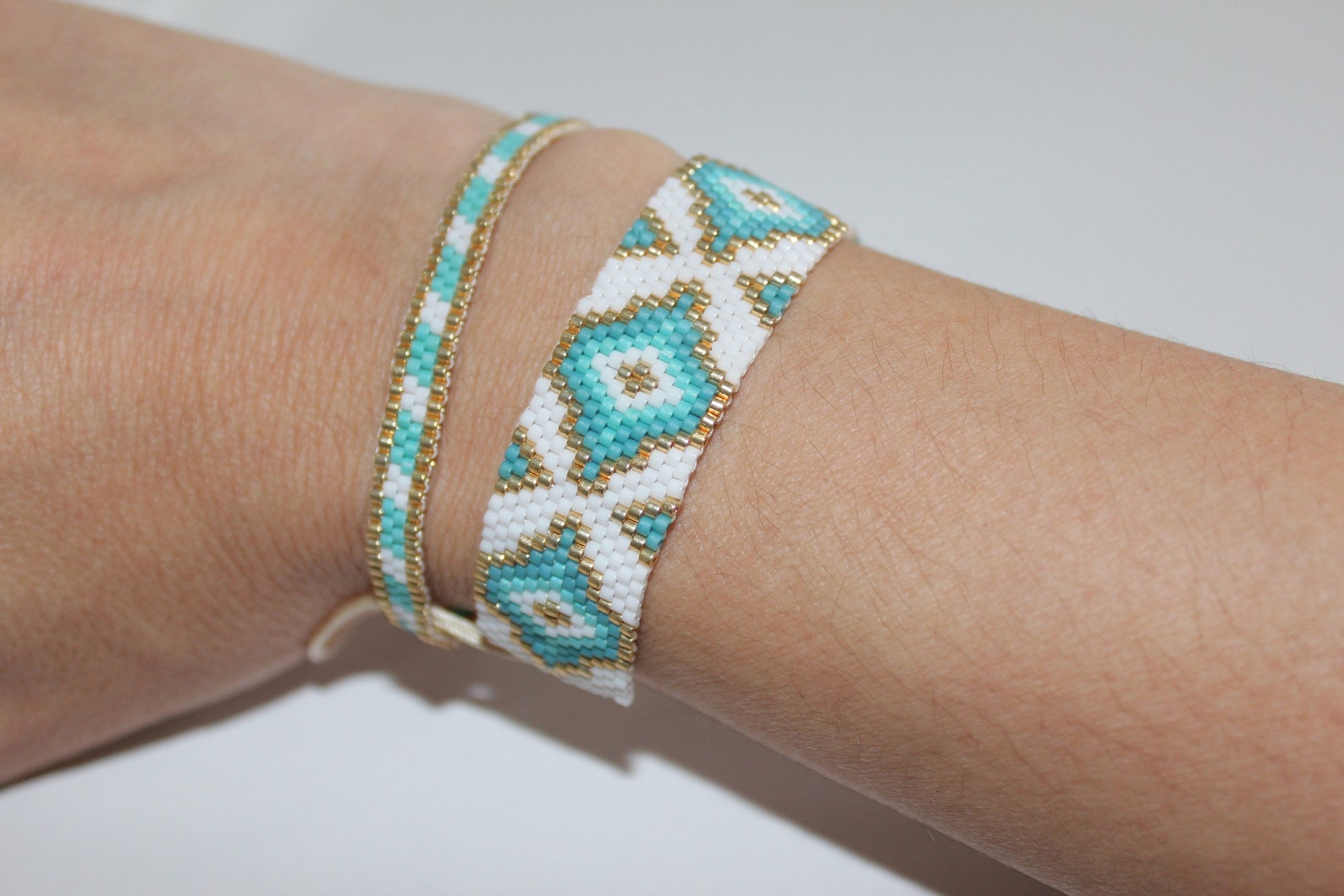 Turquoise Woven Bracelet Miyuki Jewelry Set Fashion | Etsy