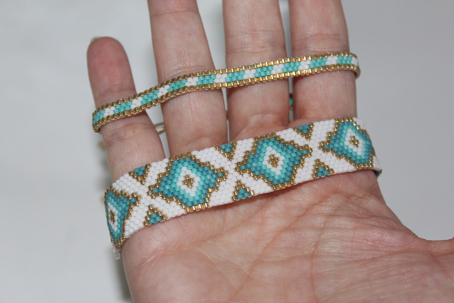 Turquoise Woven Bracelet Miyuki Jewelry Set Fashion - Etsy