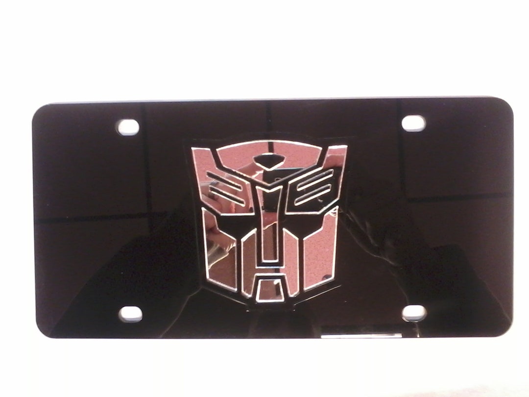 Bots Inspired Transformers Acrylic Mirror Laser Cut License Plate Black ...