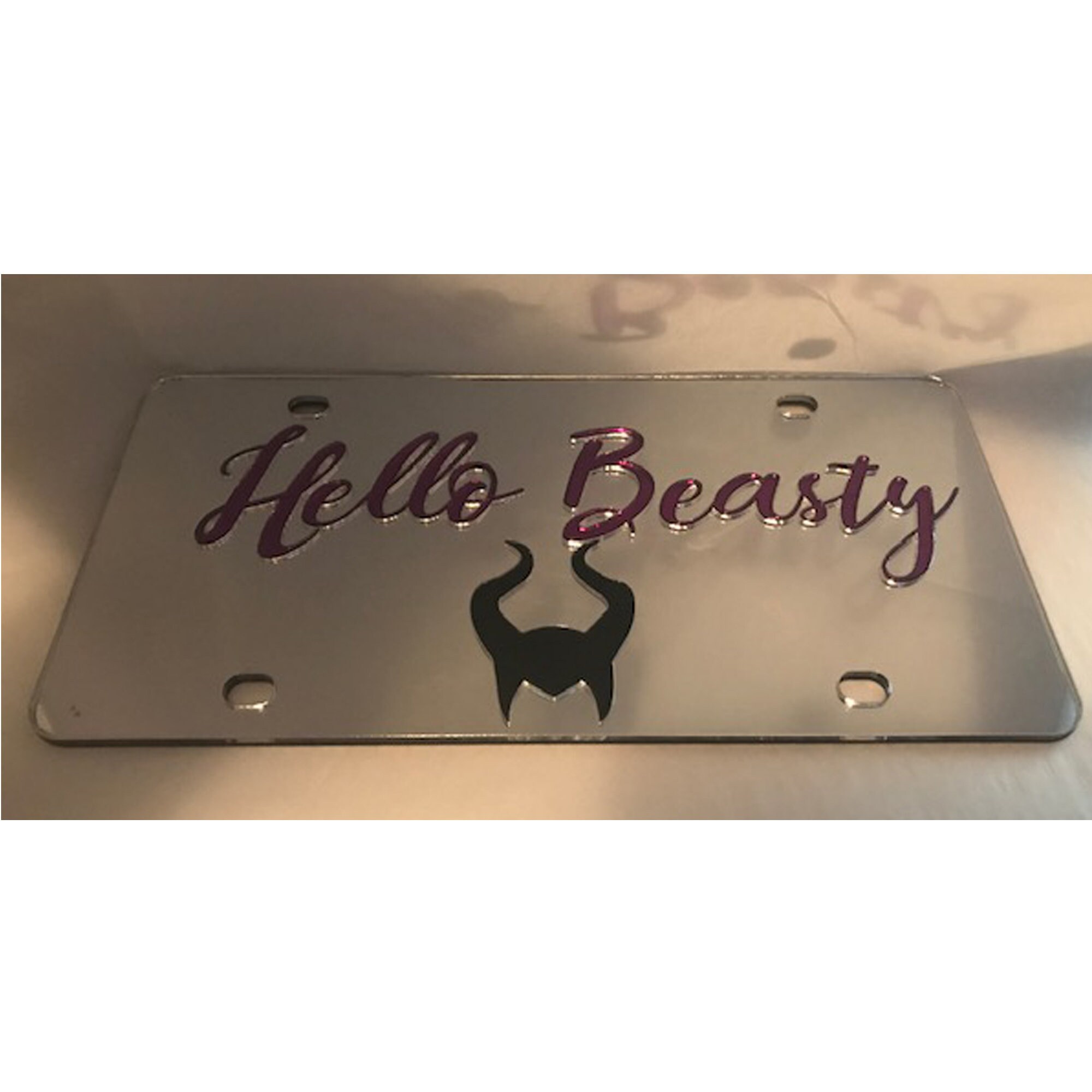 Hello Beasty Inspired Acrylic Mirror Laser Cut License Plate | Etsy