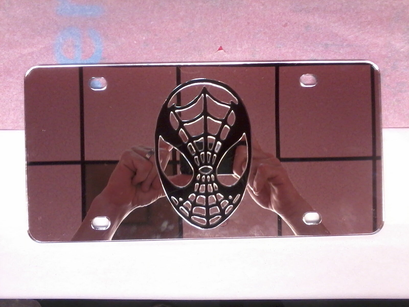 Spider Inspired Acrylic Mirror Laser Cut License Plate Silver/black NEW ...