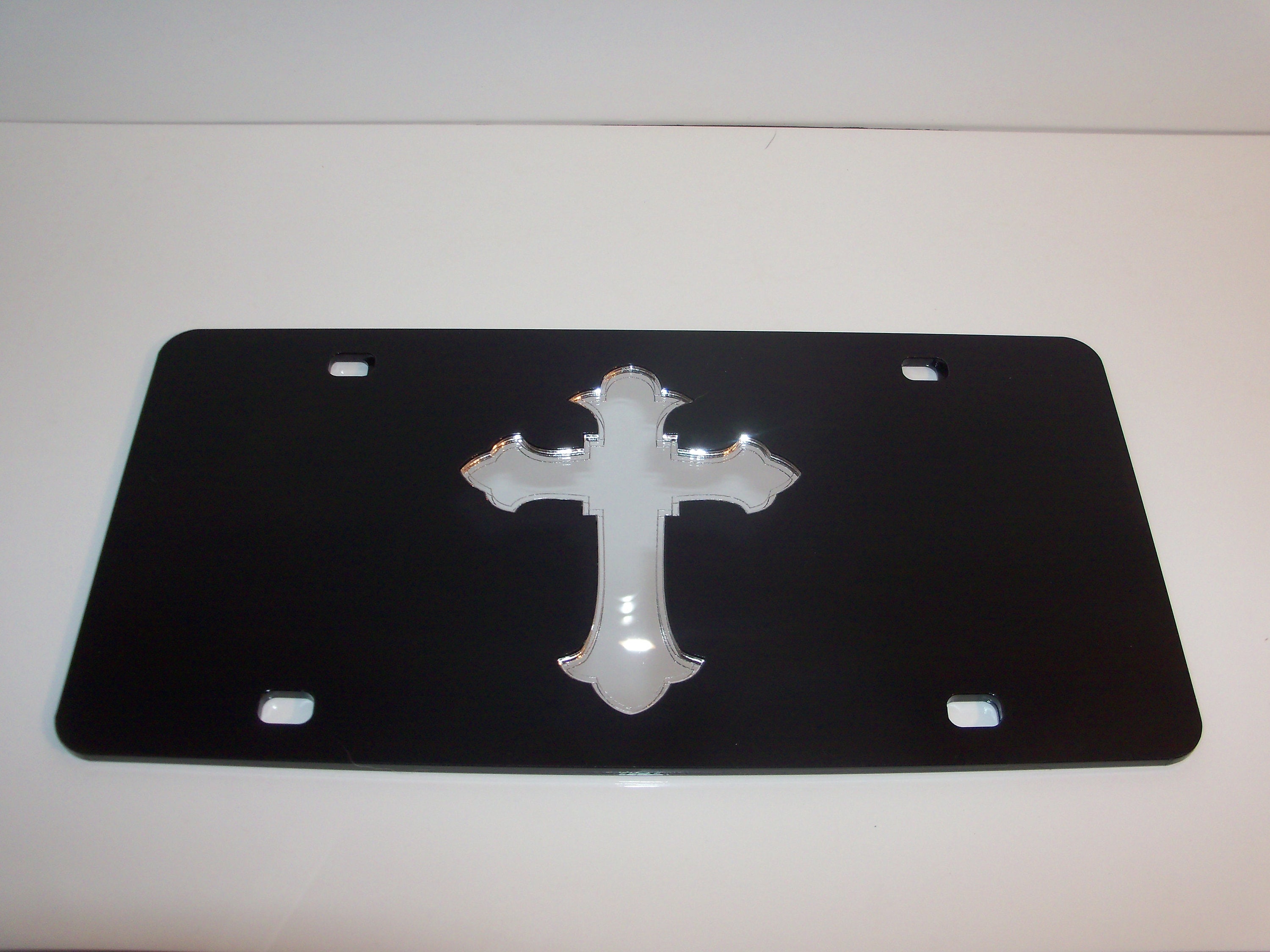 Cross Mirror Laser License Plate Colors Black/silver NEW - Etsy