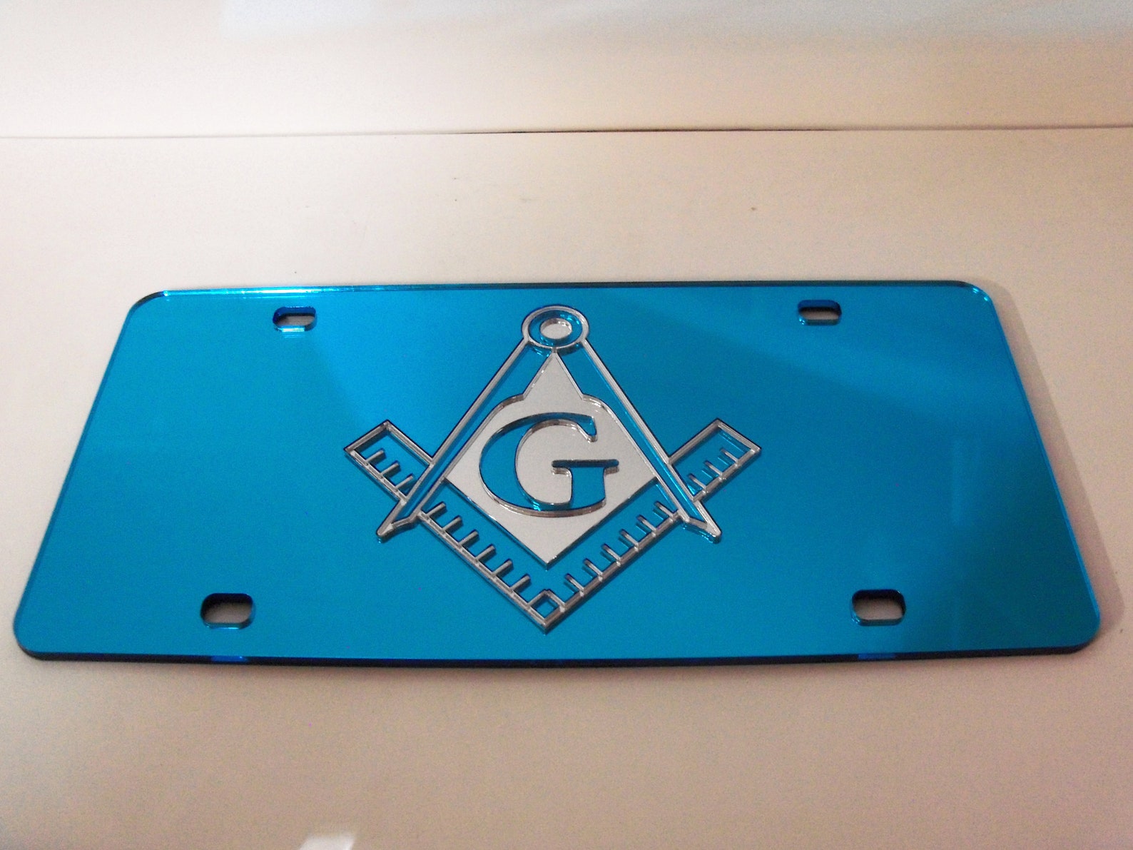 Masonic Mirror Laser License Plate Color's Blue/silver | Etsy