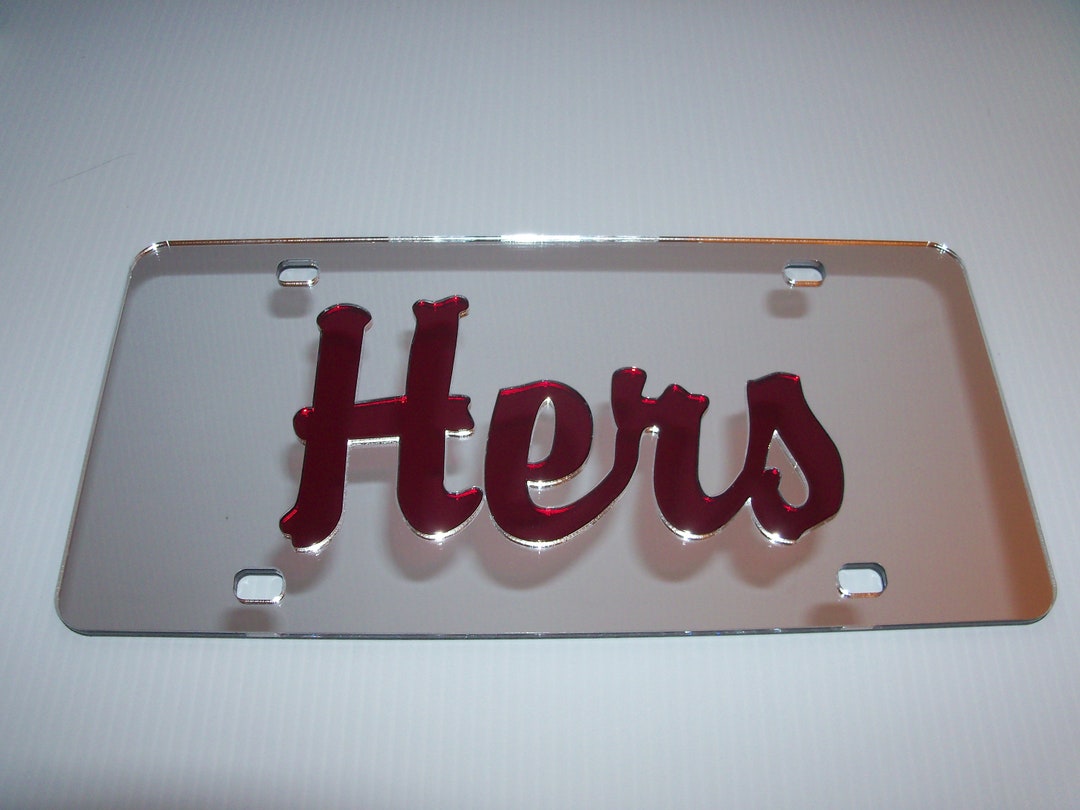 Hers Monogram, Initials, Cipher, Design License Plate Silver/red NEW ...