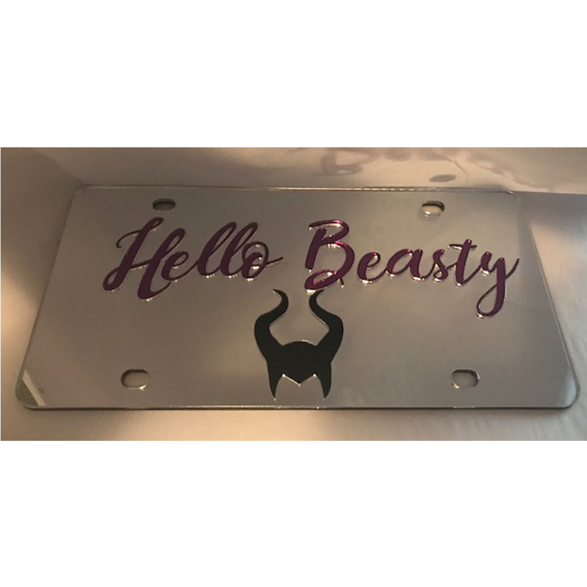 Hello Beasty Inspired Acrylic Mirror Laser Cut License Plate | Etsy