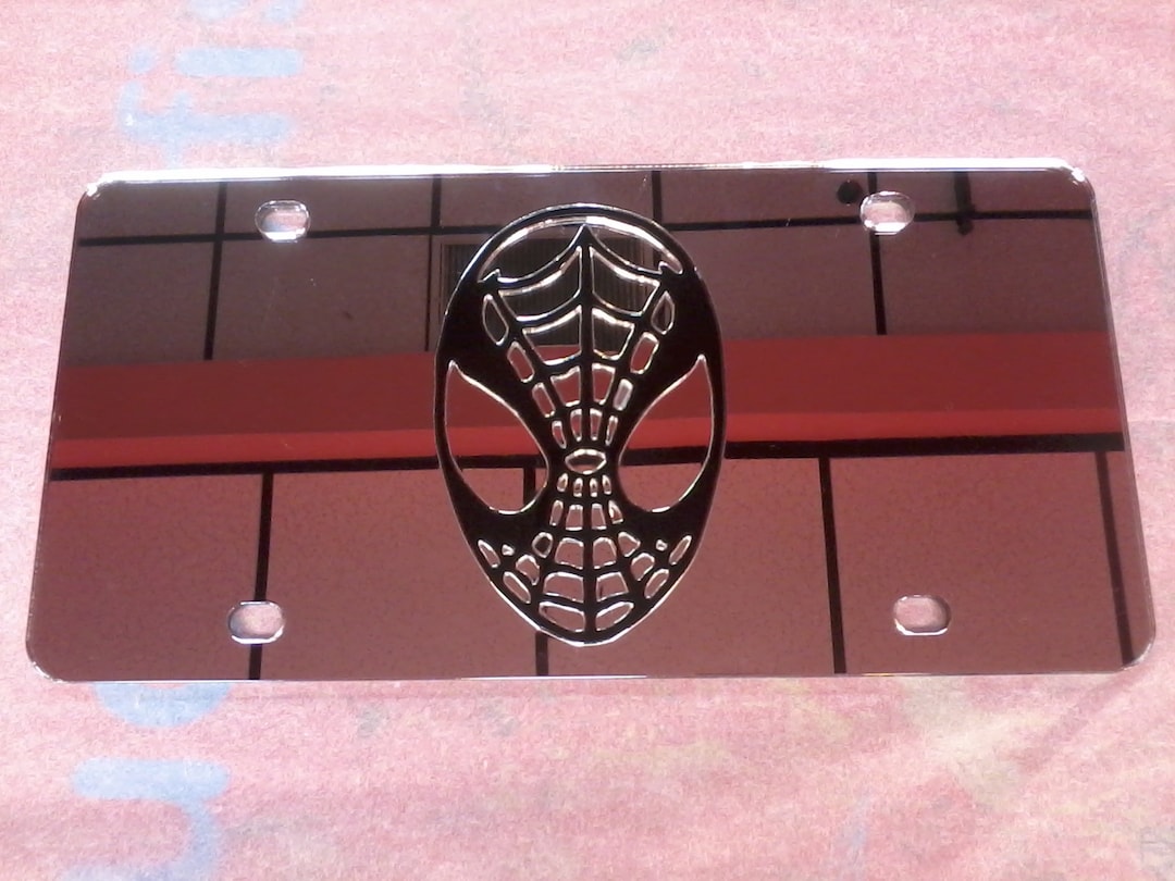 Spider Inspired Acrylic Mirror Laser Cut License Plate Silver/black NEW ...