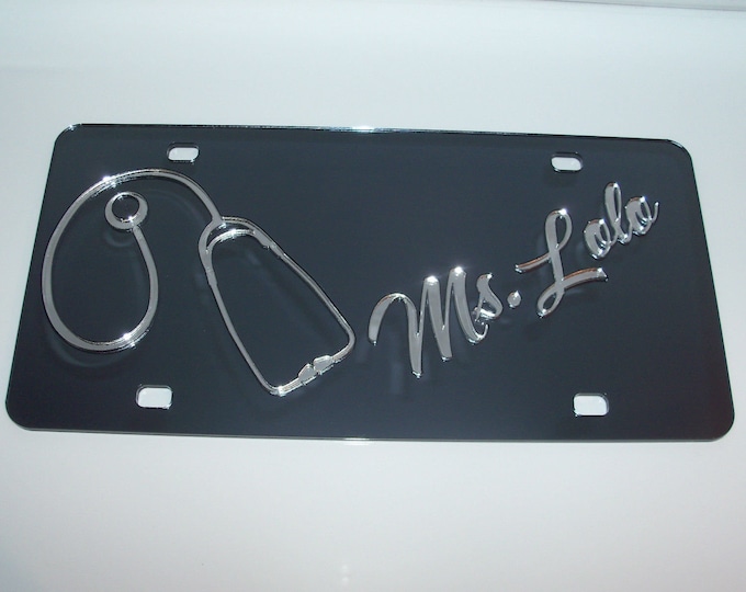 Heart Stethoscope Monogram License Plate, Personalized License Plate ...