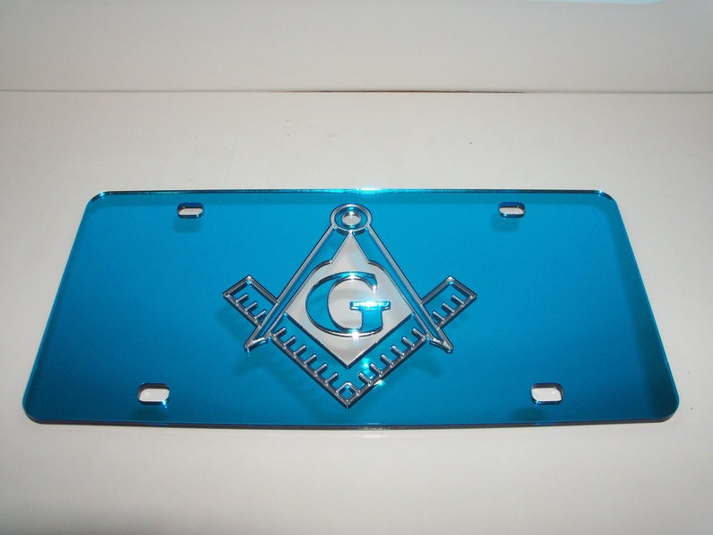 Masonic Mirror Laser License Plate Color's Blue/silver | Etsy