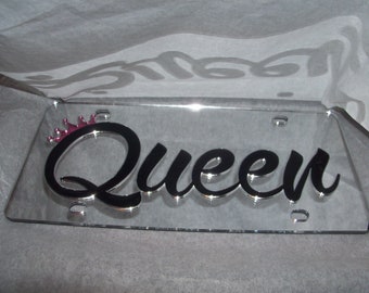 Sparkle Queen and Crown Acrylic Laser Cut License Plate NEW | Etsy