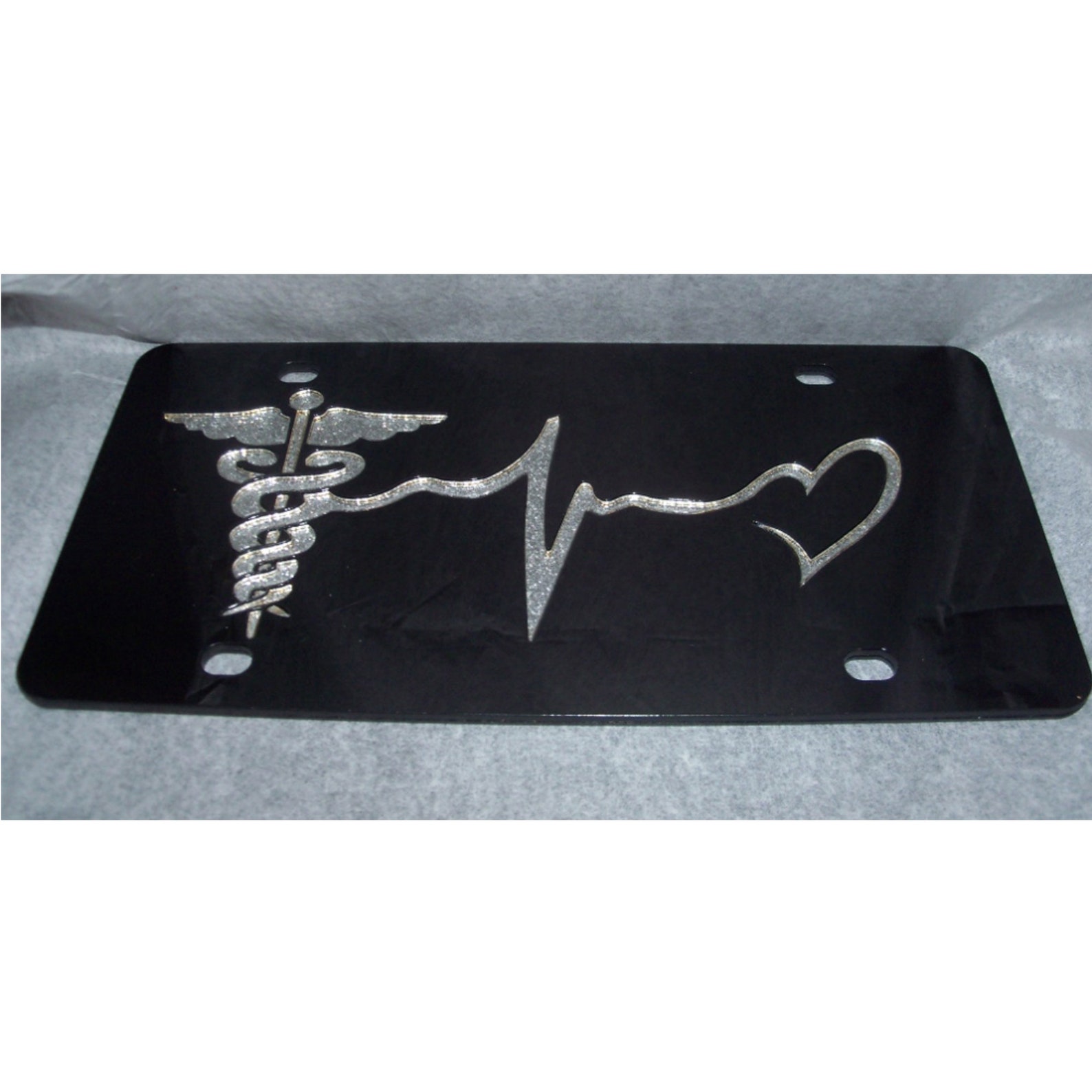 Caduceus Support Love Laser Cut License Plate Black/silver | Etsy