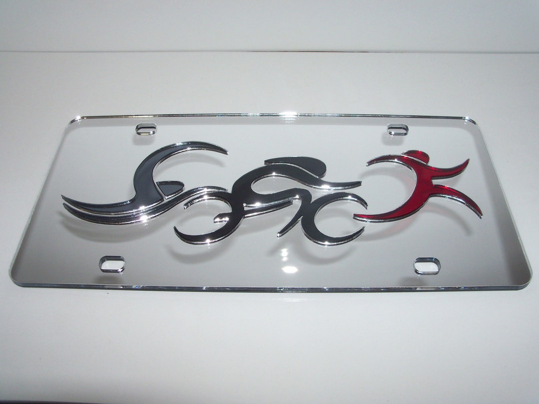 Run, Swim, Bike License Plate Colors - Silver/smoke/red Brand New - Etsy