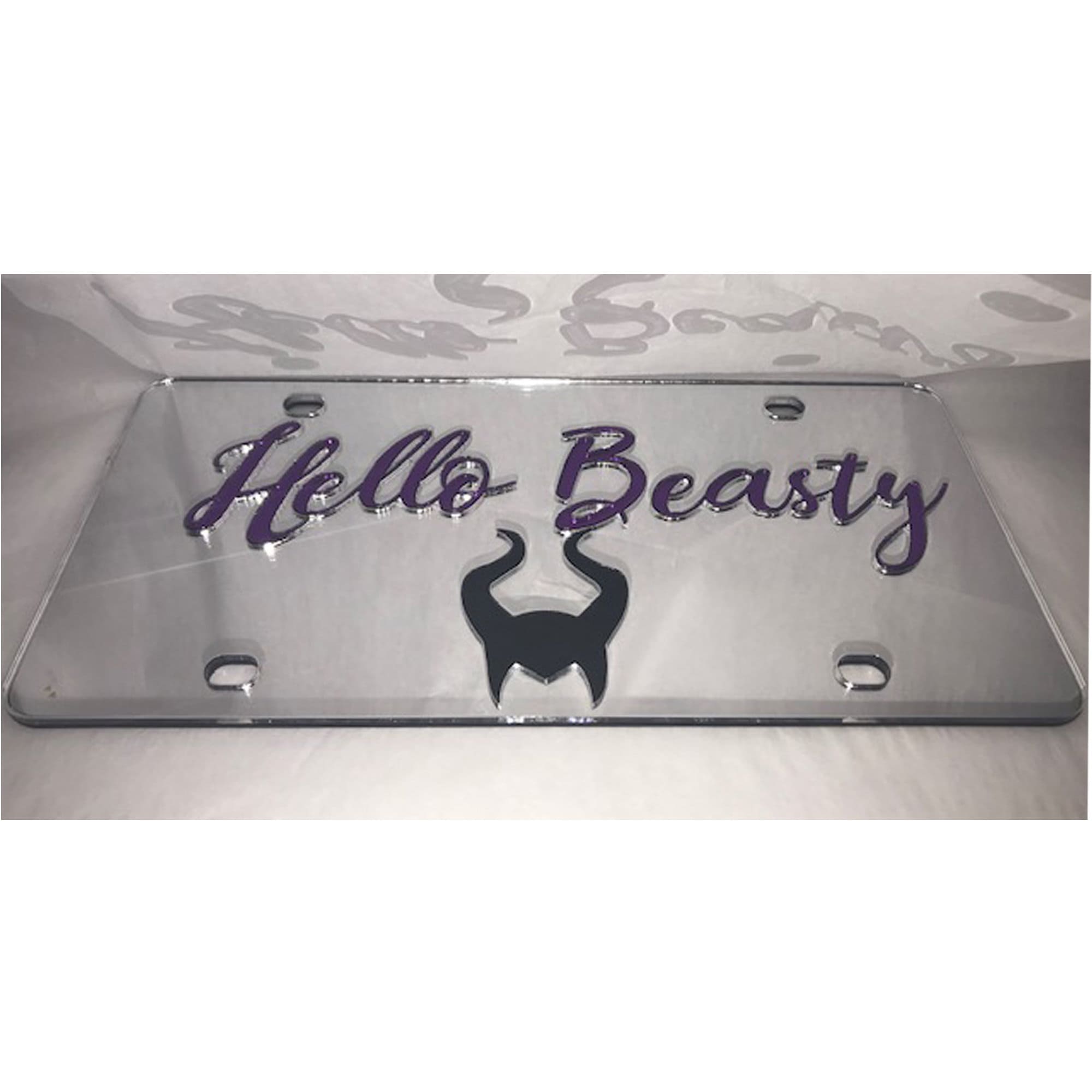 Hello Beasty Inspired Acrylic Mirror Laser Cut License Plate | Etsy