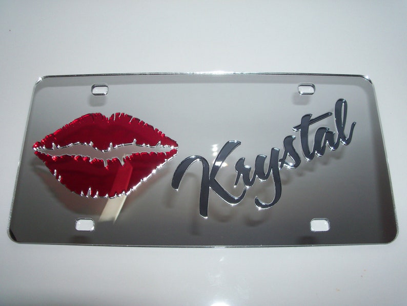 Custom any Name Laser Cut License Plate Kissing Lips. - Etsy