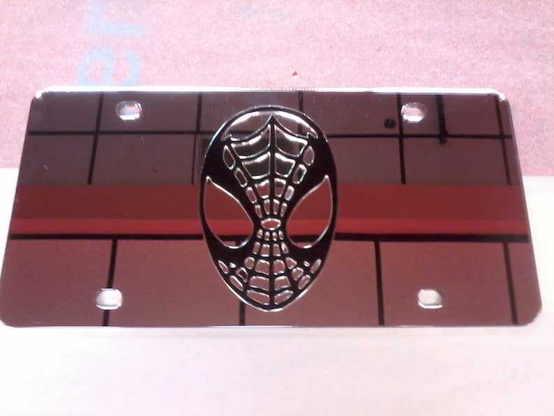Spider Inspired Acrylic Mirror Laser Cut License Plate Silver/black NEW ...