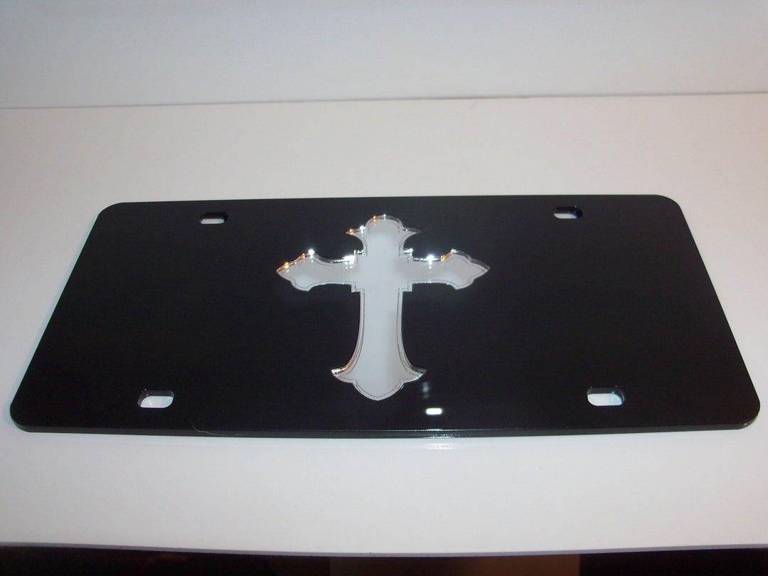 Cross Mirror Laser License Plate Colors Black/silver NEW! - Etsy