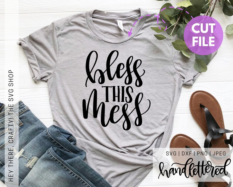 Hand Lettered Bless this Mess SVG PNG JPEG Cutting file | Etsy