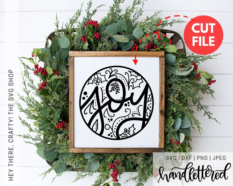 Joy SVG, DXF, PNG, Jpeg // Christmas Svg, Christmas Cut File, Holiday ...