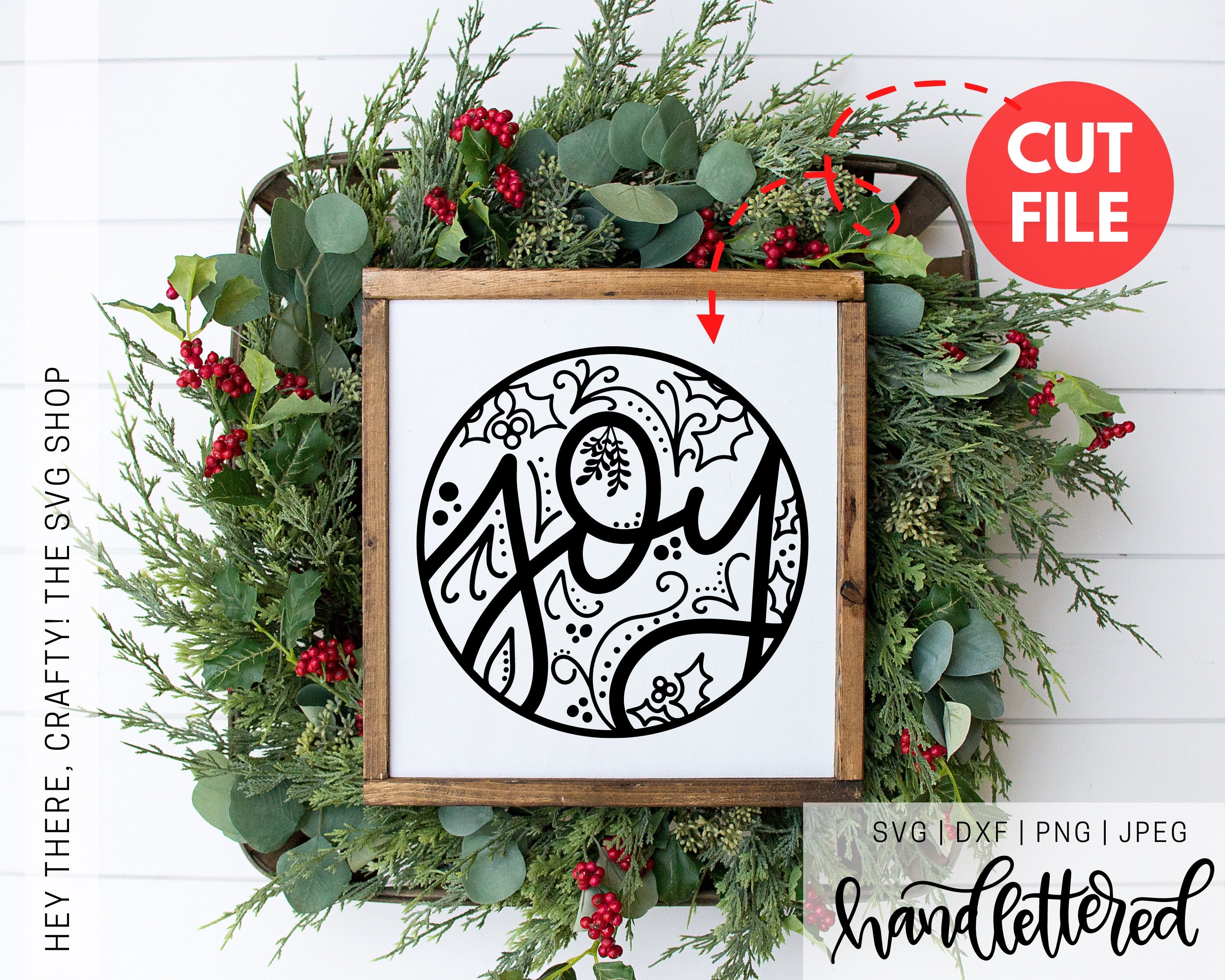 Joy SVG, DXF, PNG, Jpeg // Christmas Svg, Christmas Cut File, Holiday ...