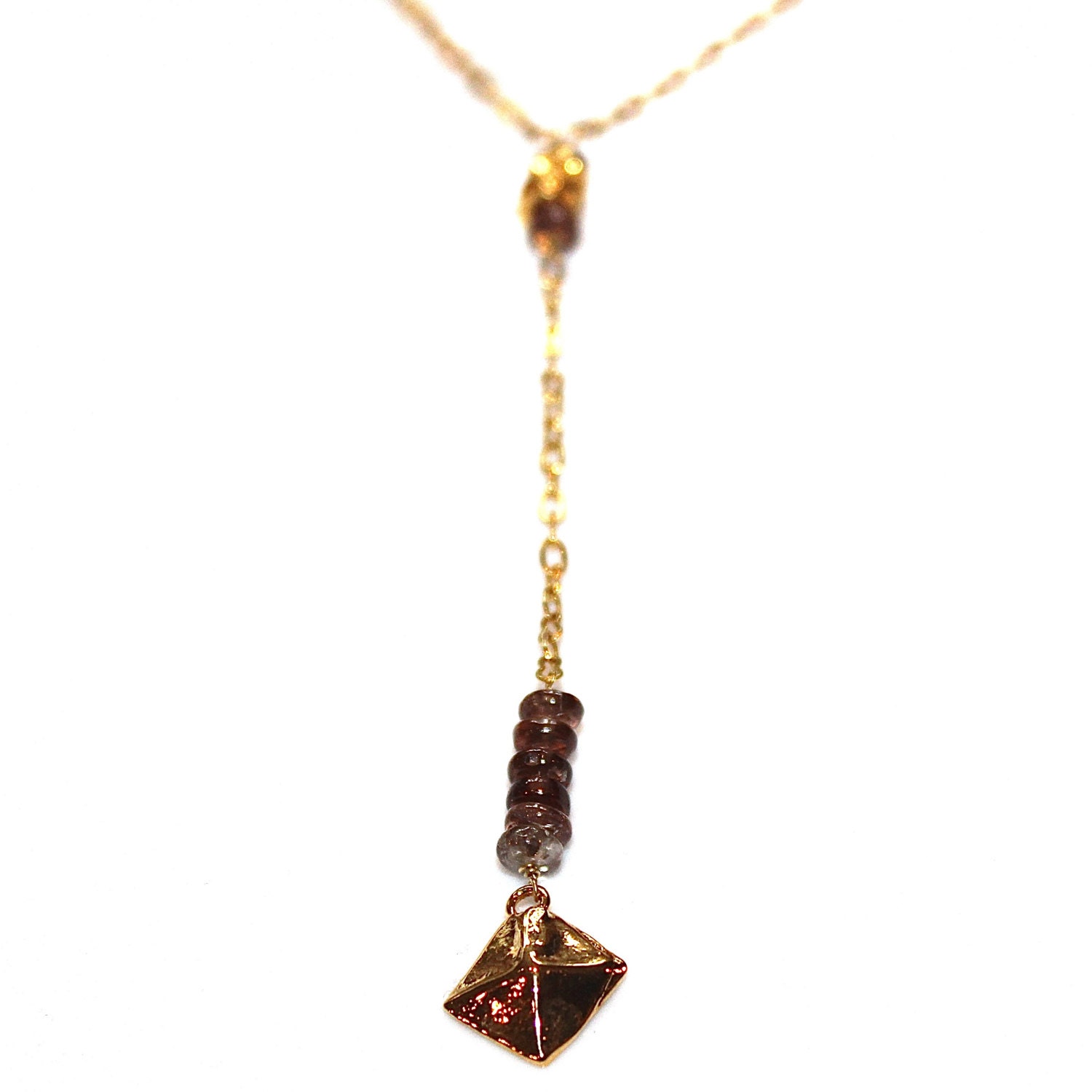 Gold Pyramid Necklace Simple Necklace Natural Zircon Necklace Zircon ...