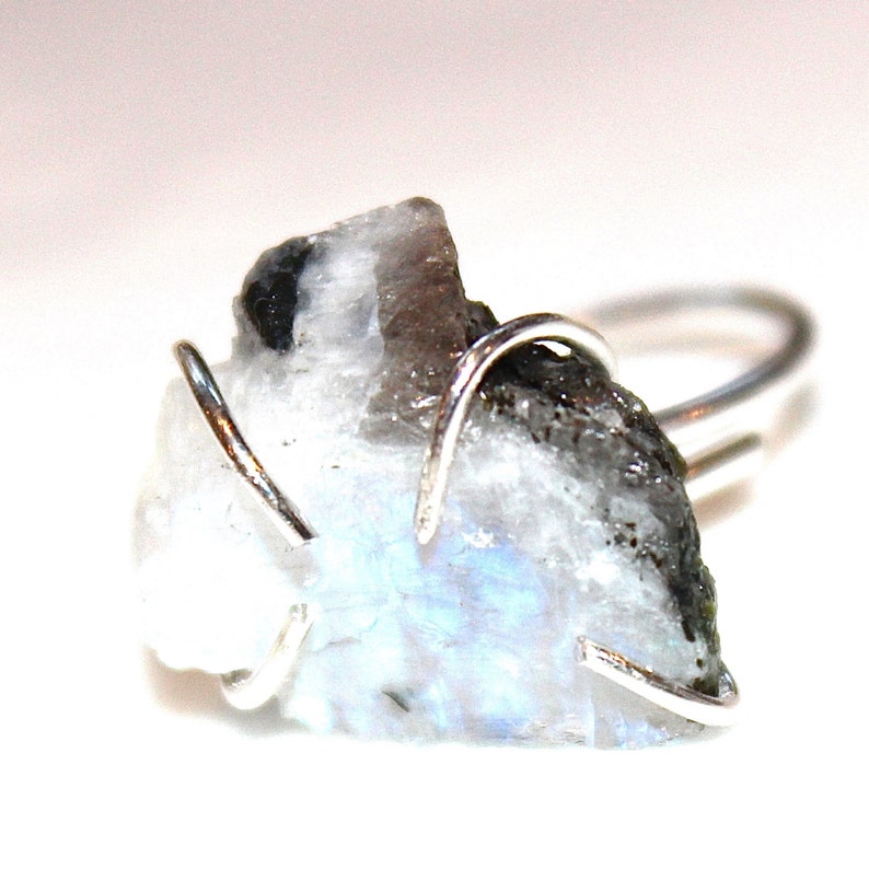 Raw Moonstone Ring Raw Stone Adjustable Ring Natural Stone | Etsy