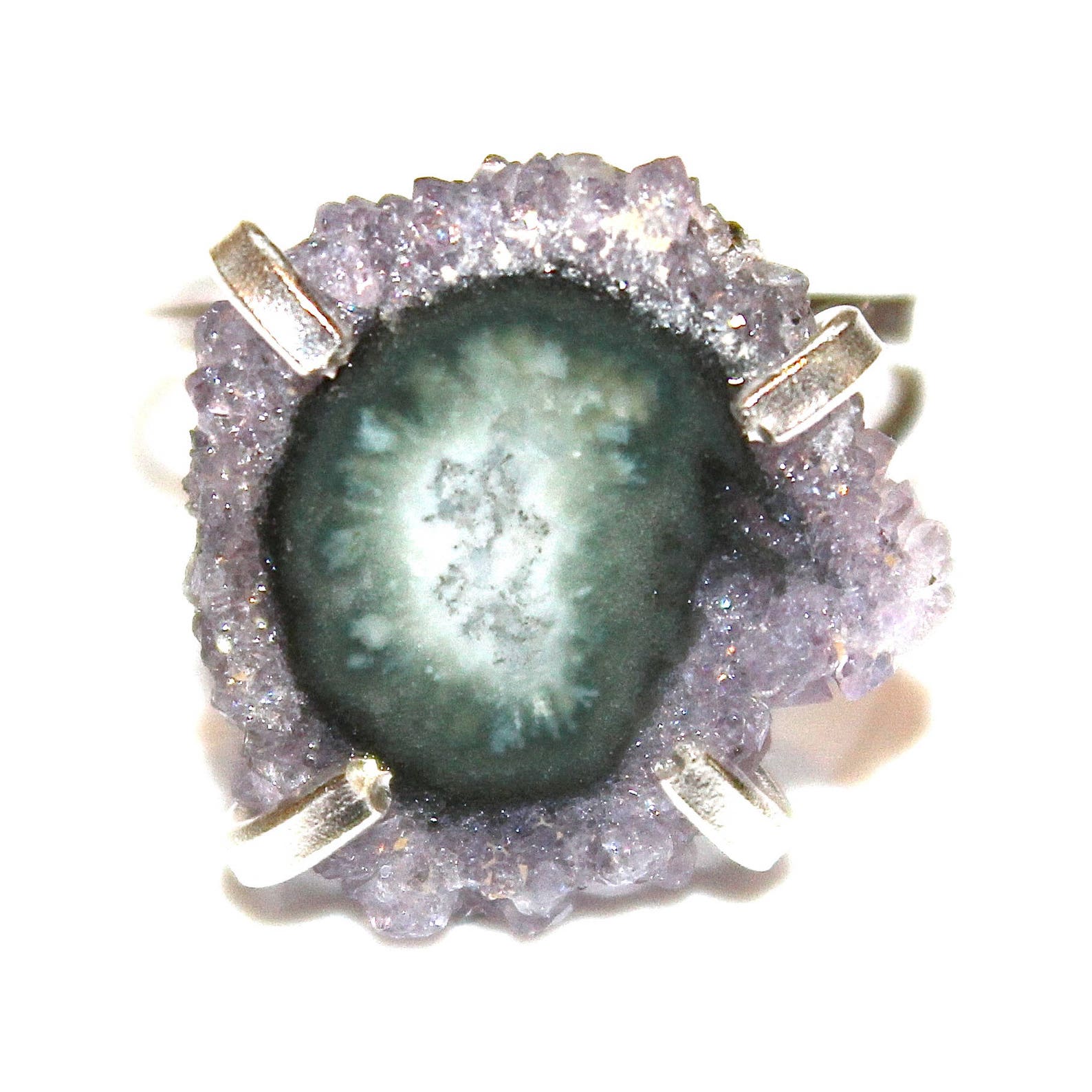 Mini Purple Amethyst Ring Stalactite Ring Silver Ring Adjustable Druzy ...