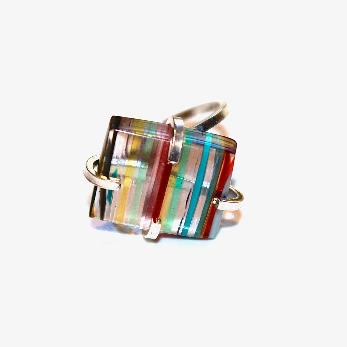 Surfite Ring Rainbow Ring Surfite Jewelry Striped Ring Chunky | Etsy