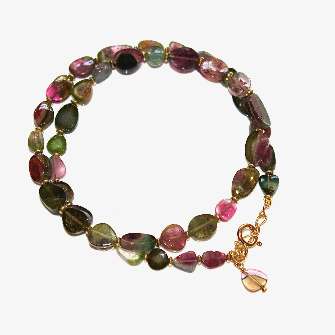 Watermelon Tourmaline Necklace Watermelon Slice Rainbow Necklace ...