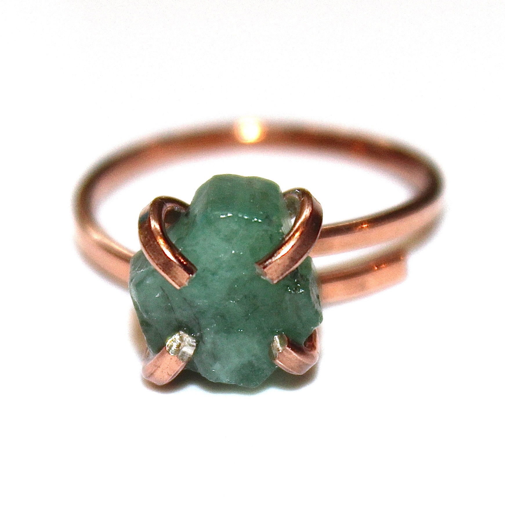 Rose Gold Emerald Ring Modern Ring Raw Emerald Ring Birthstone | Etsy