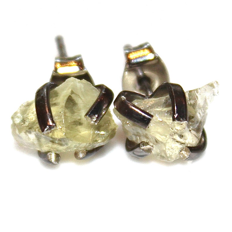 Lemon Quartz Earring Yellow Earring Raw Yellow Quartz Rough - Etsy