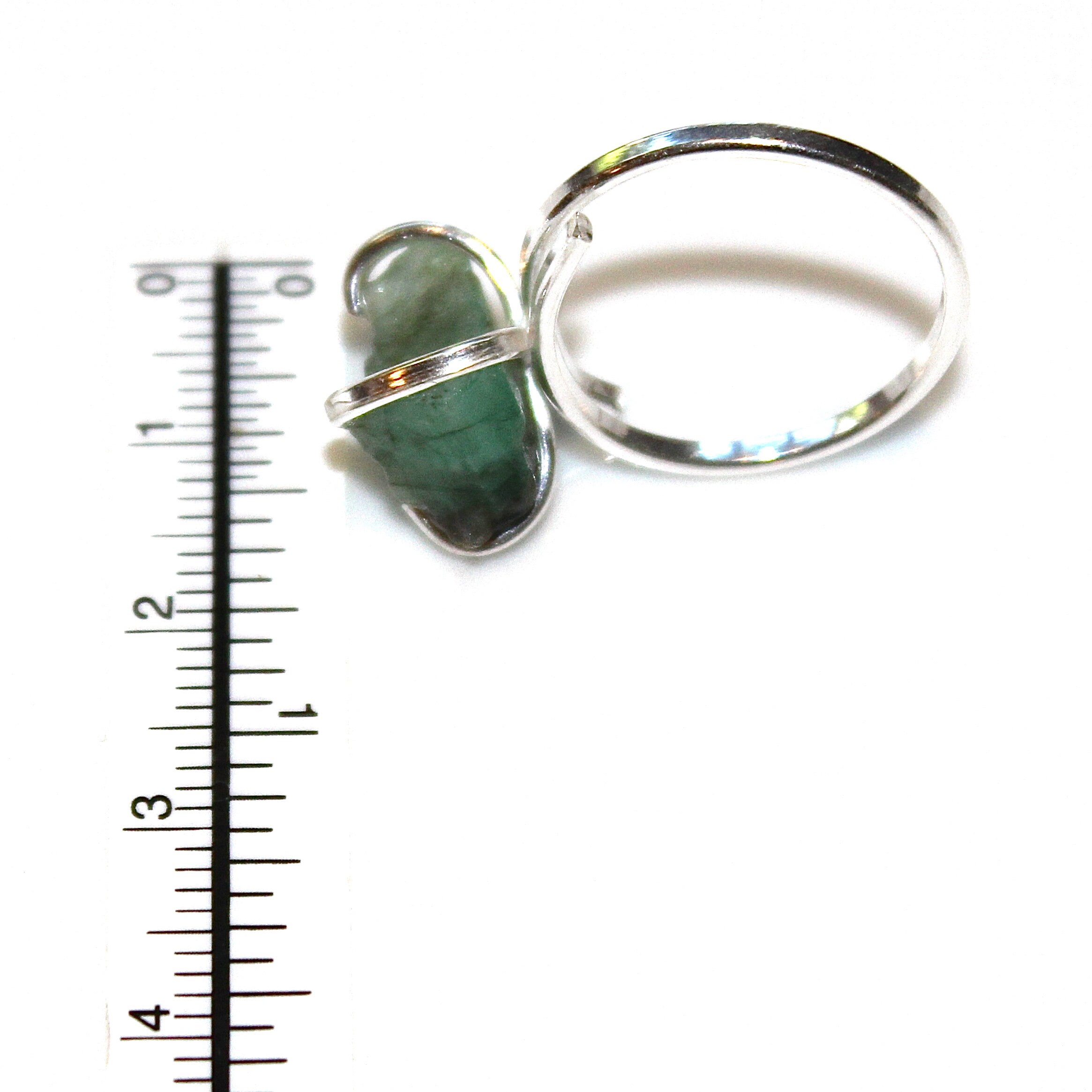 Silver Emerald Ring Modern Ring Raw Emerald Ring Birthstone Emerald ...