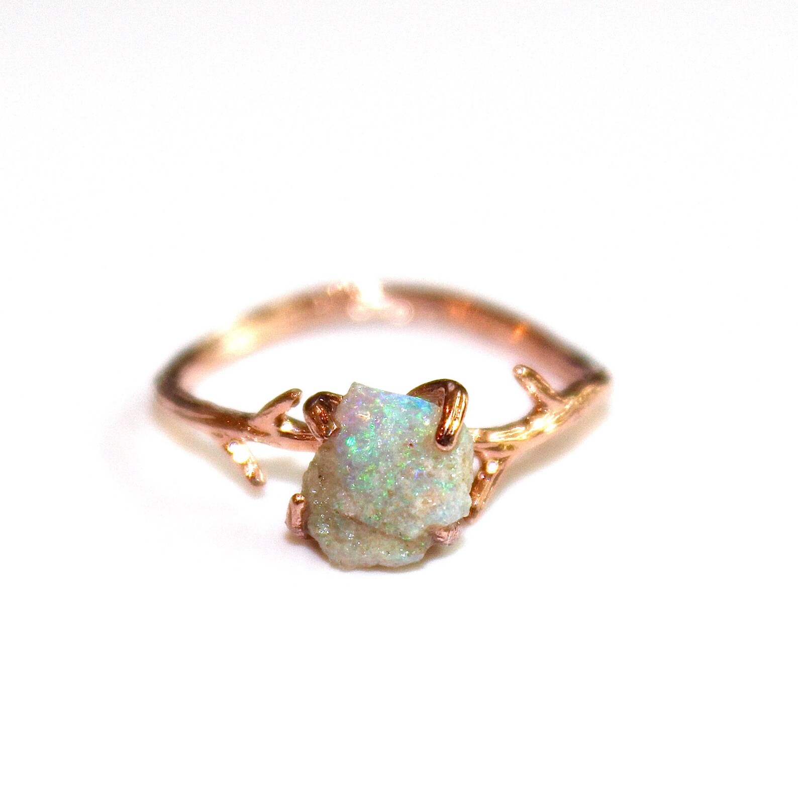 Australian Opal Ring Raw Opal Ring Boulder Opal Rose Gold Twig - Etsy