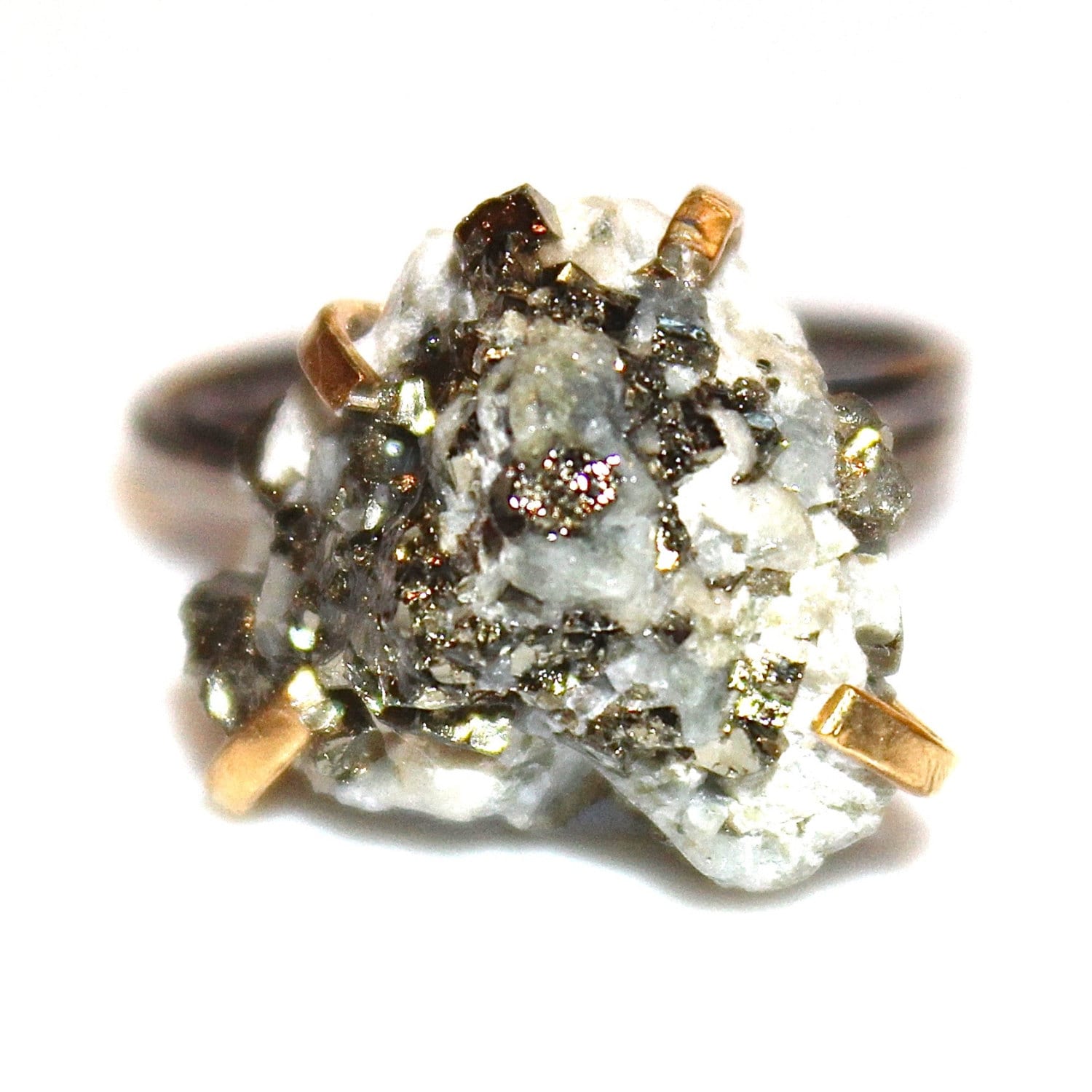 Raw Pyrite Ring Calcite Ring Raw Stone Ring Natural Stone Ring Minimal ...