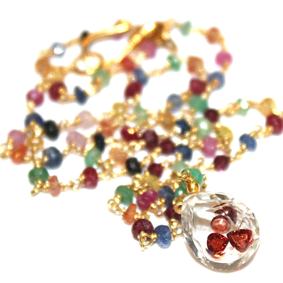 Rock Crystal Necklace Red Garnet Necklace Shaker Necklace January ...